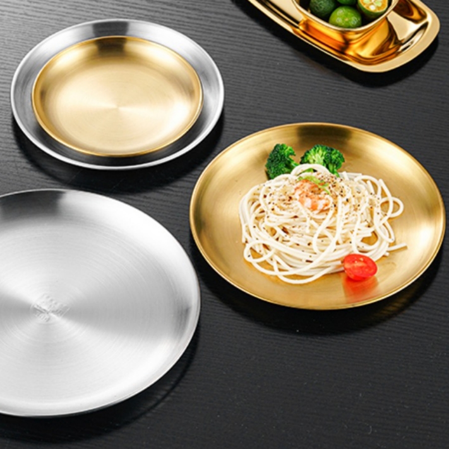 Stainless Round Golden Dinner - Temu Ireland