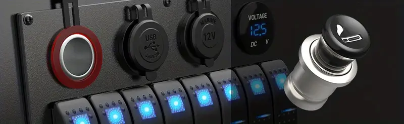 자동차 트럭용 Usb 소켓 차용 전원 플러그 및 전압계가 장착된 12v 8개 강의 마린 보트 알루미늄 판 락커 스위치 패널