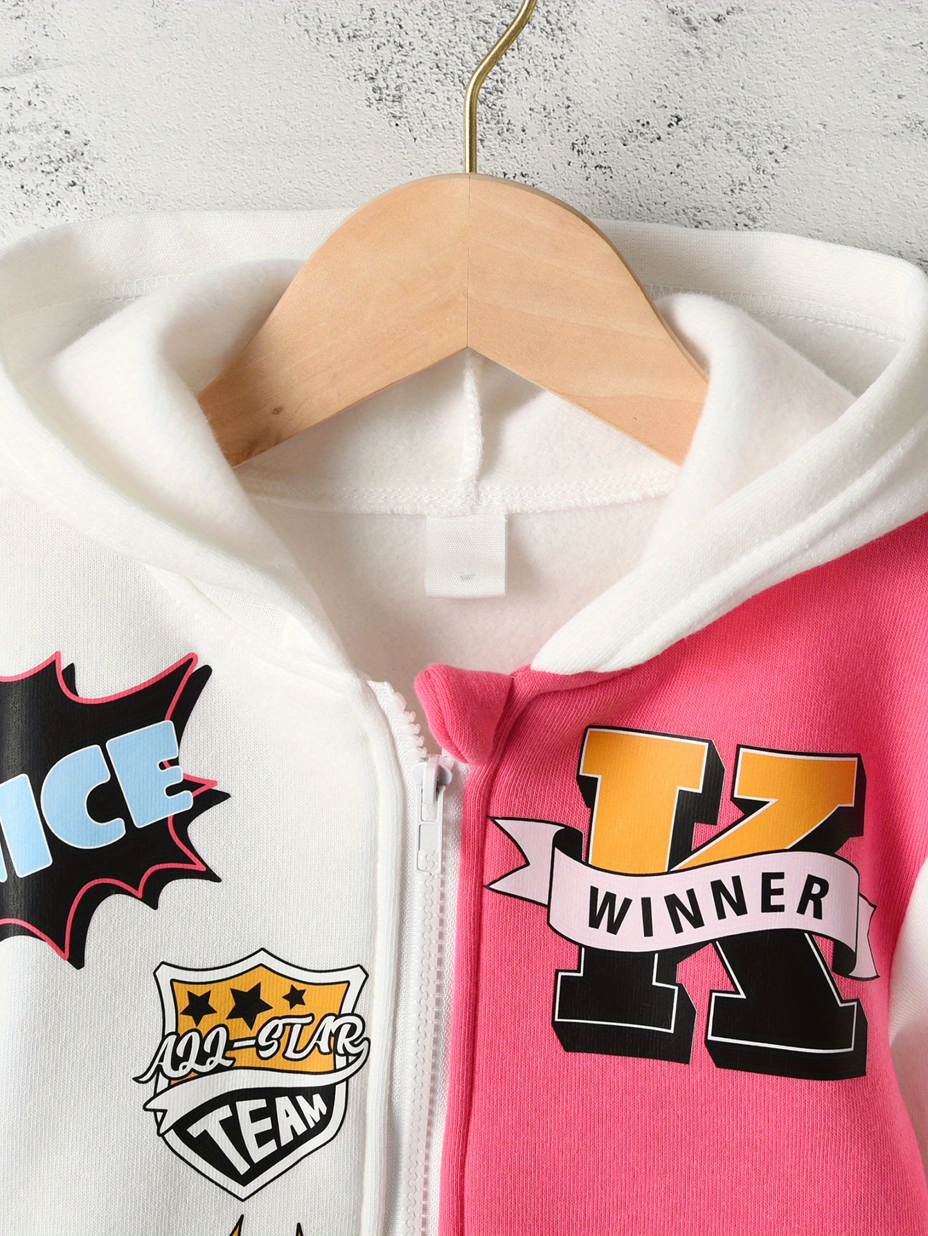 4 7y Girls Graffiti Design Color Block Zipper Hooded Varsity - Temu ...