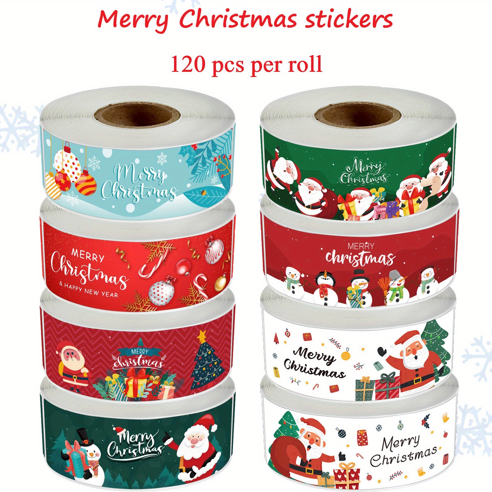 Merry Christmas Stickers Xmas Gift Fruit Package Decor - Temu Australia