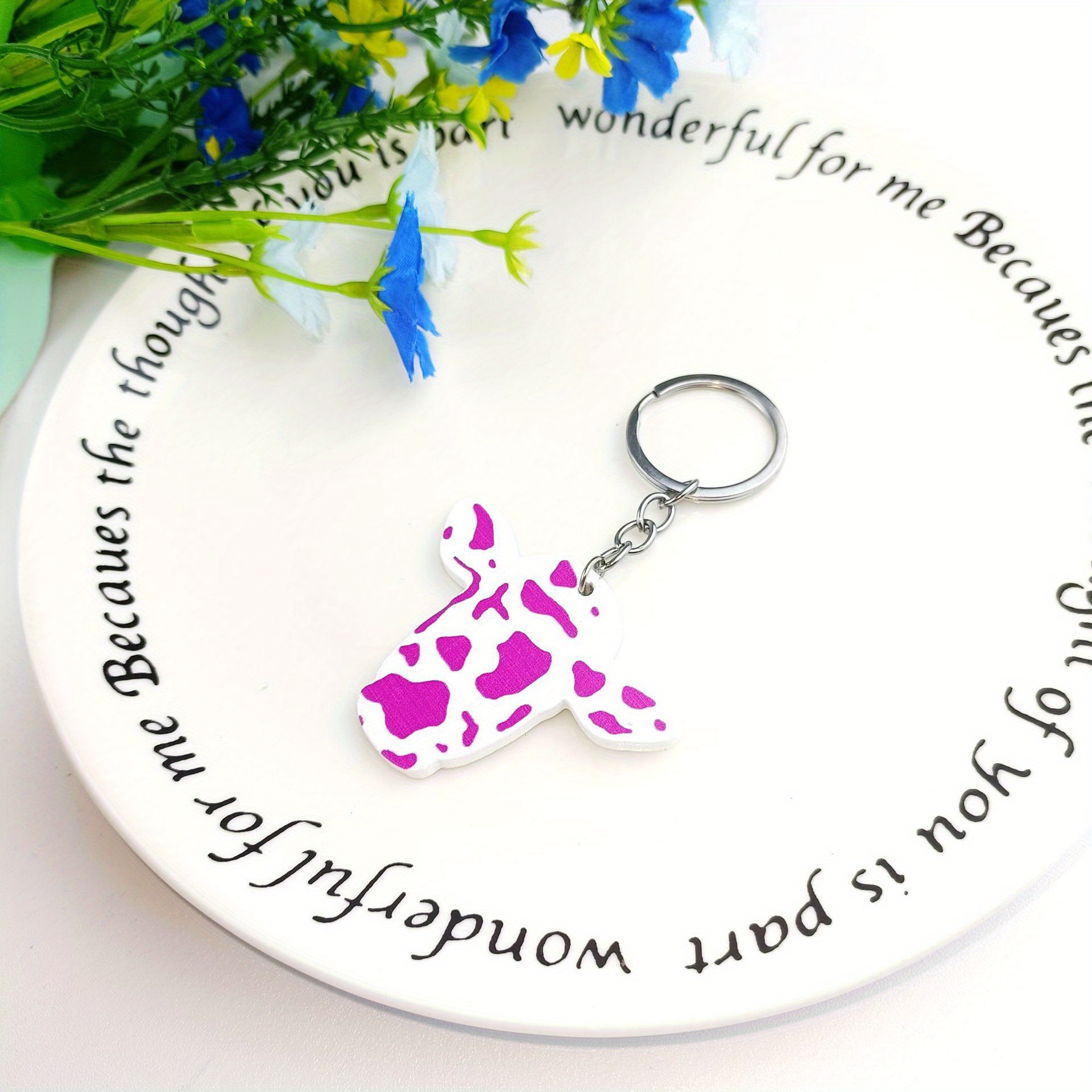 western cowboy style keychain for men wooden cow pendant keychain ...