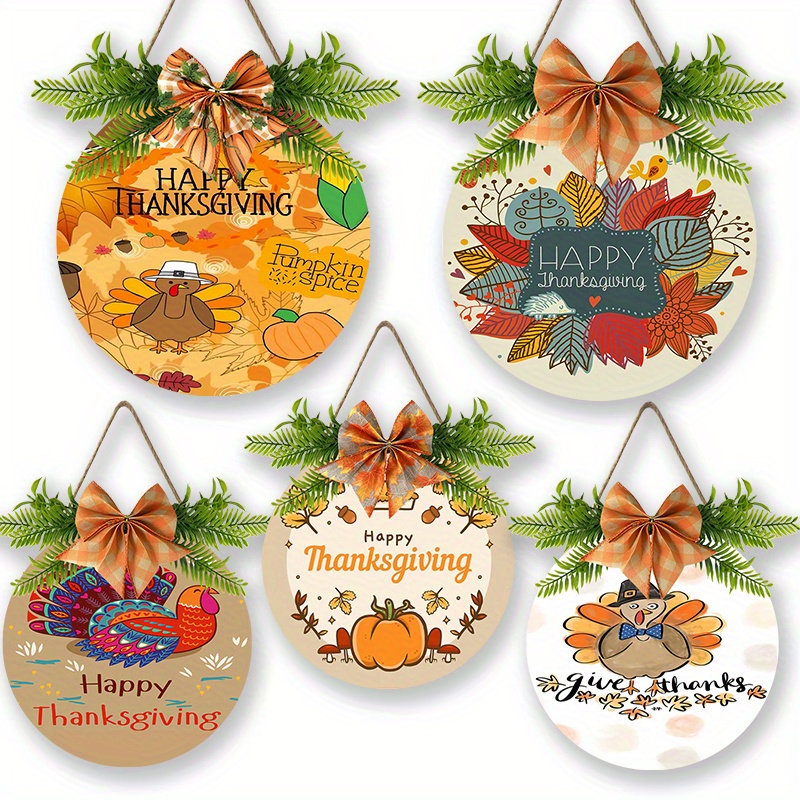 Happy Thanksgiving Round Logo Wooden Plaque Bird Peacock - Temu United ...