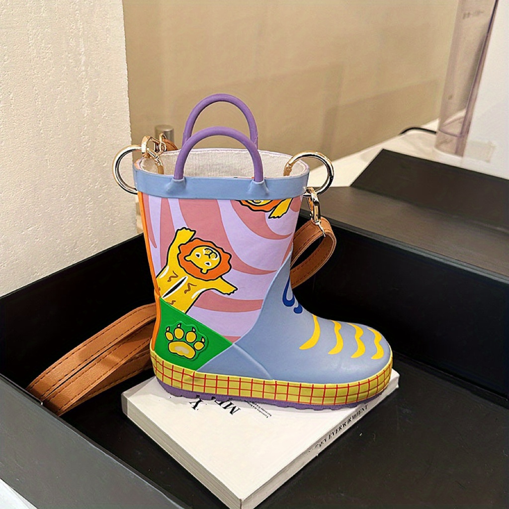 Funny Animal Pattern Rain Shoe Crossbody Bag Pu Leather - Temu Canada