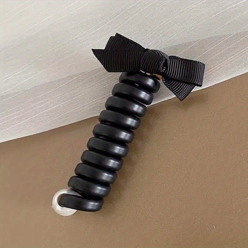 1pc Plastic Bow Hair Ties Telephone Wire Hairbands High Seamless Spiral ...