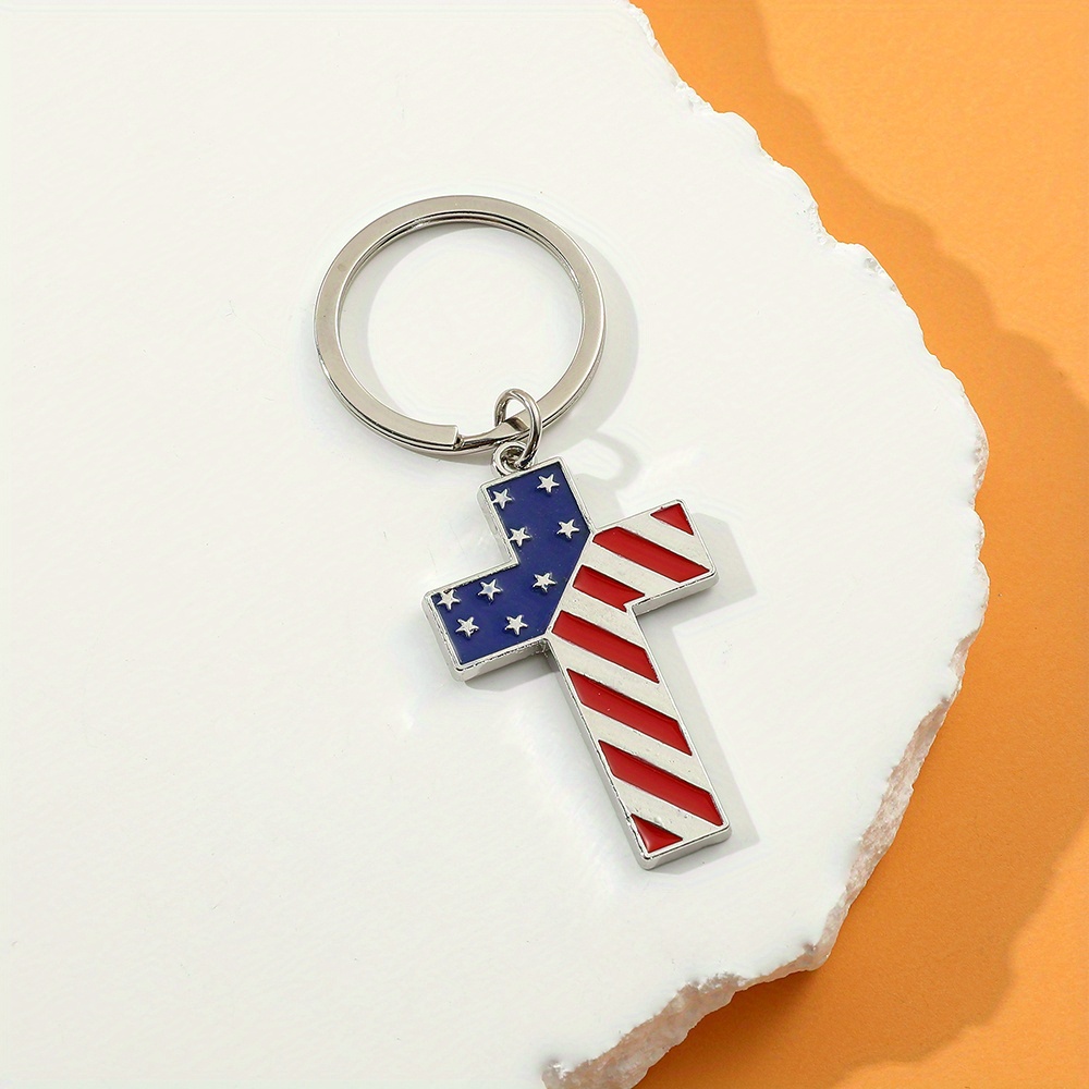 creative american flag element key chain for men alloy key chain ...
