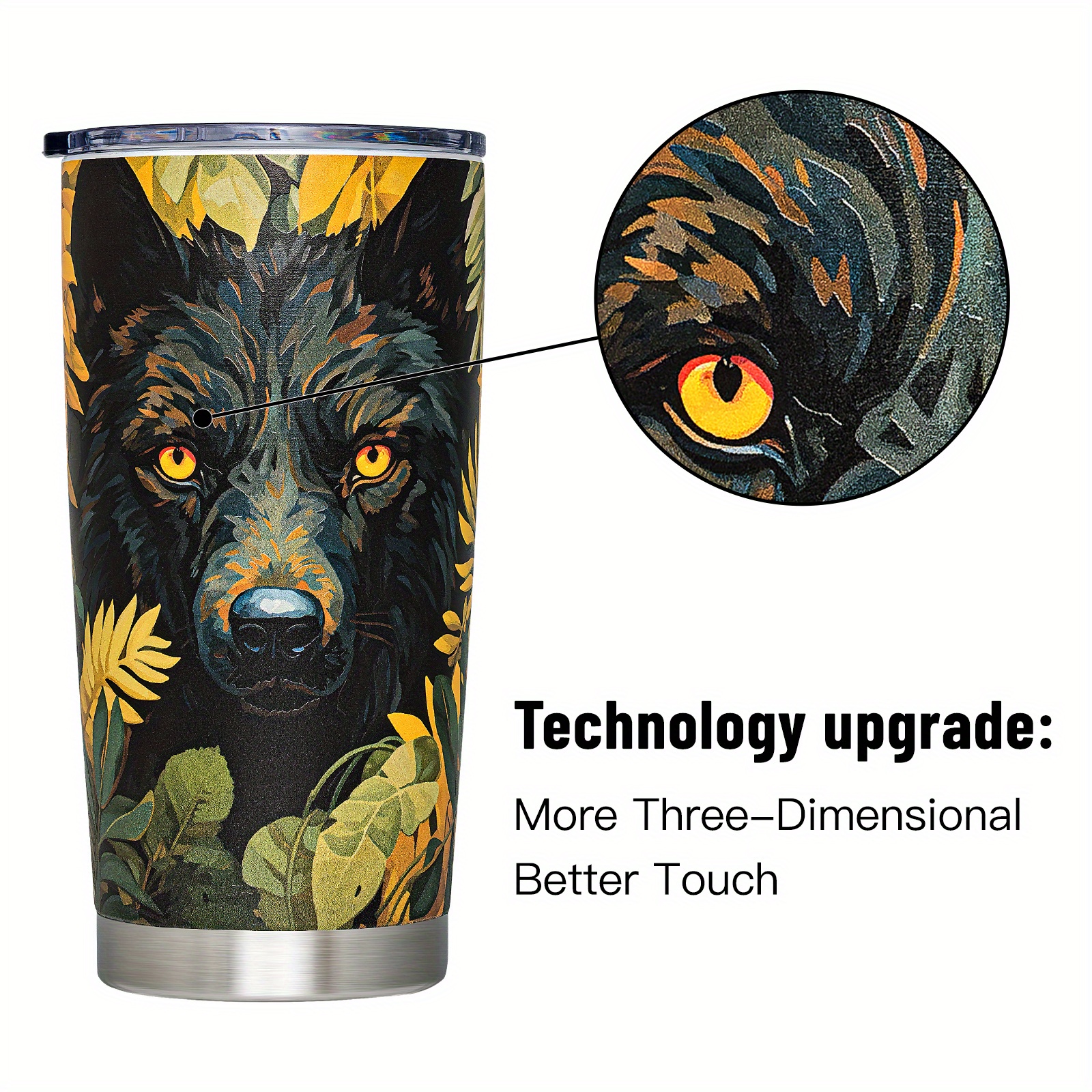 Steel Wolf Pattern Cup - Temu United Kingdom