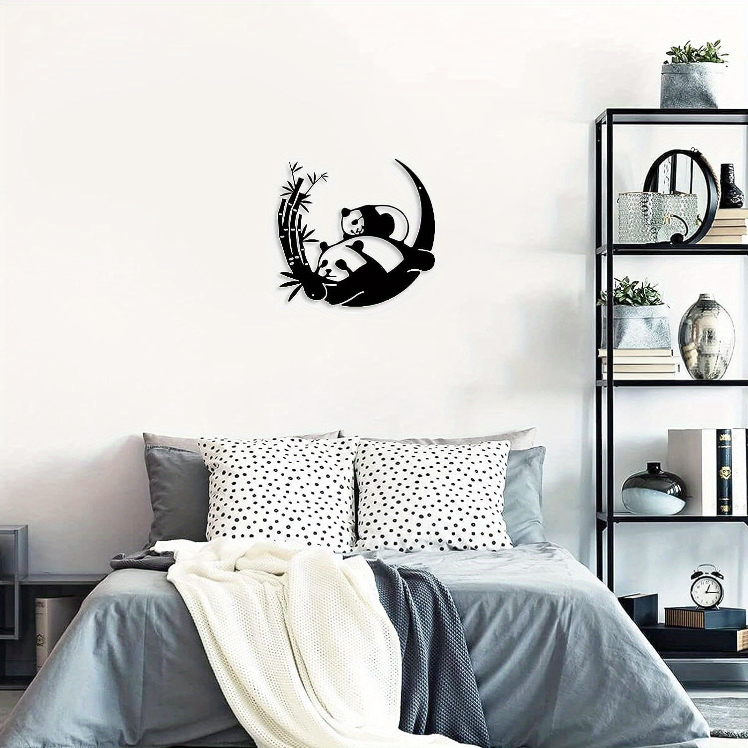 Black Metal Panda Wall Decor Outdoor/indoor - Temu
