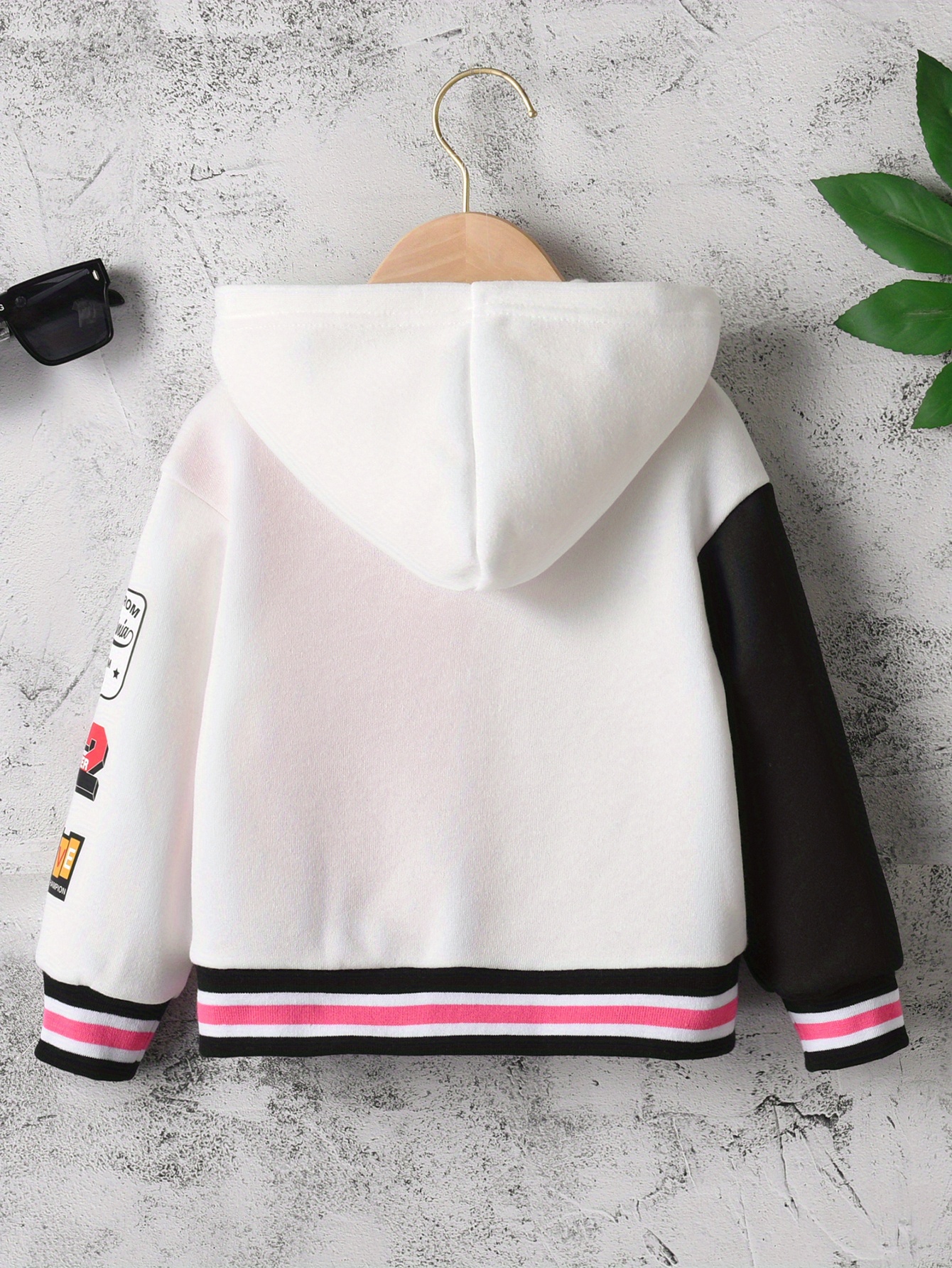 4 7y Girls Graffiti Design Color Block Zipper Hooded Varsity - Temu ...