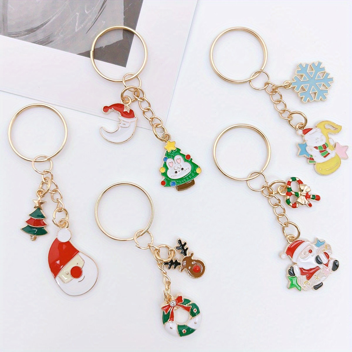 Cute Christmas Alloy Keychain Santa Claus Reindeer - Temu United Kingdom