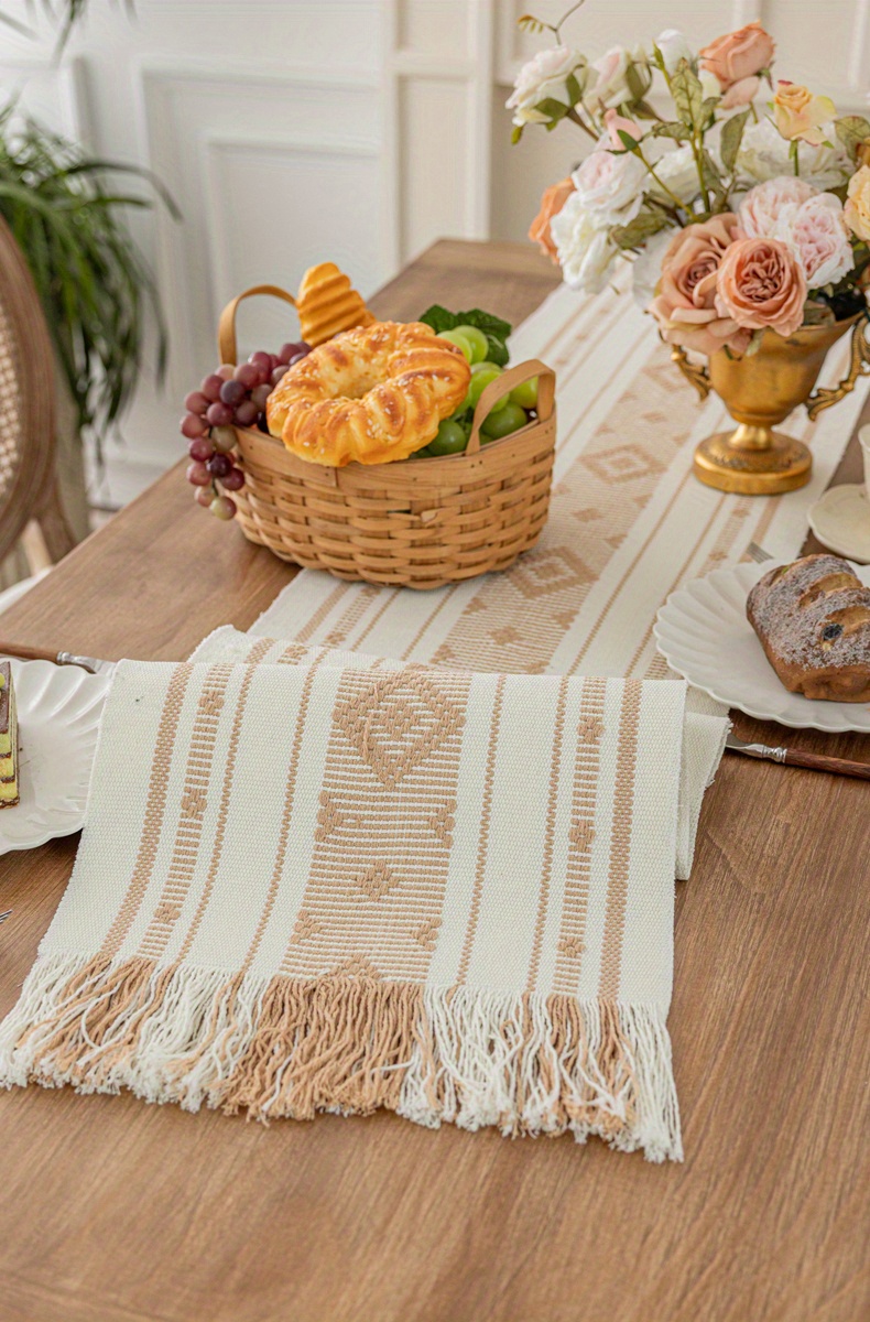 Polyester Table Runner Boho Thick Farmhouse Style Washable - Temu Australia