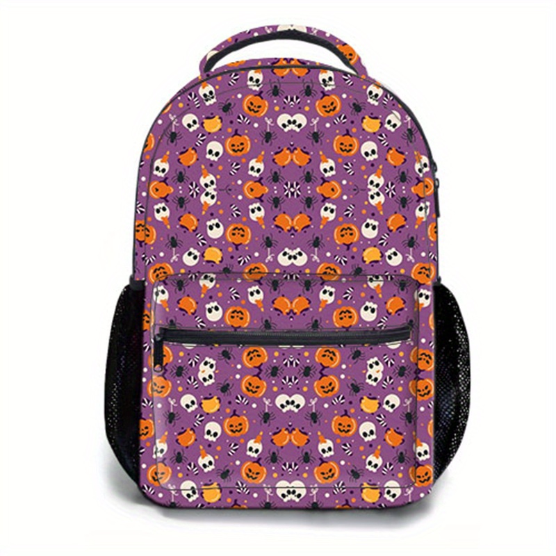 Halloween Skull Pumpkin Print Student Backpack Fashion - Temu Norway