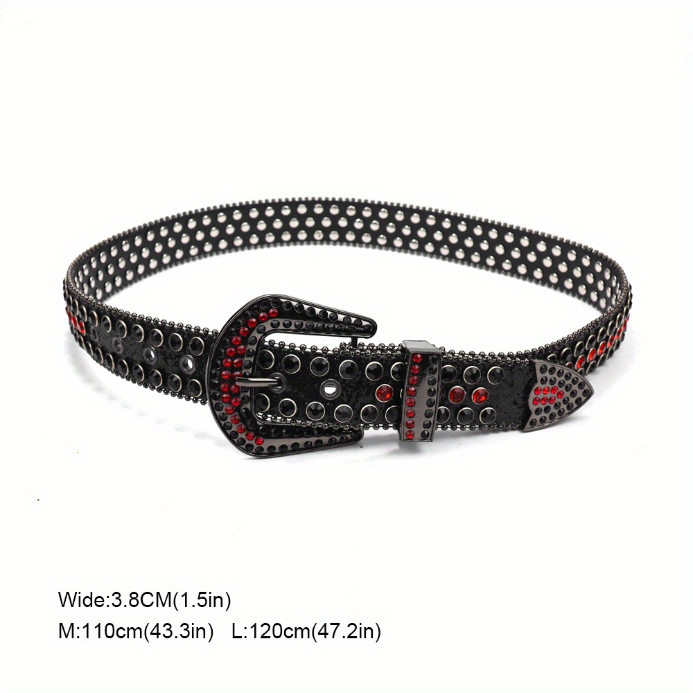 Y2K ラインストーン PU レザーベルト スグリッターネイルウ ジーンズ装飾ウエストバンドパンクベルト - Temu Japan