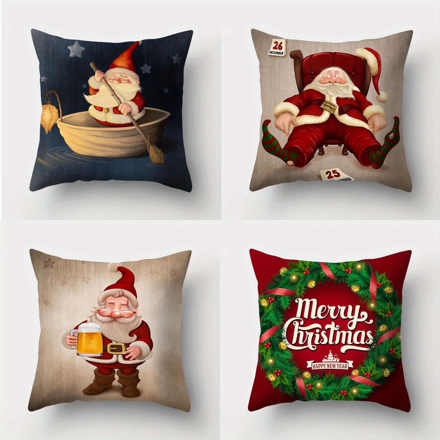 Santa Claus Throw Pillow Covers Cartoon - Temu Australia