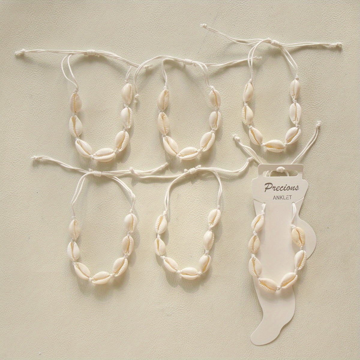 White Beaded Braided Anklet Set Shell Shape Beads Ocean - Temu Netherlands