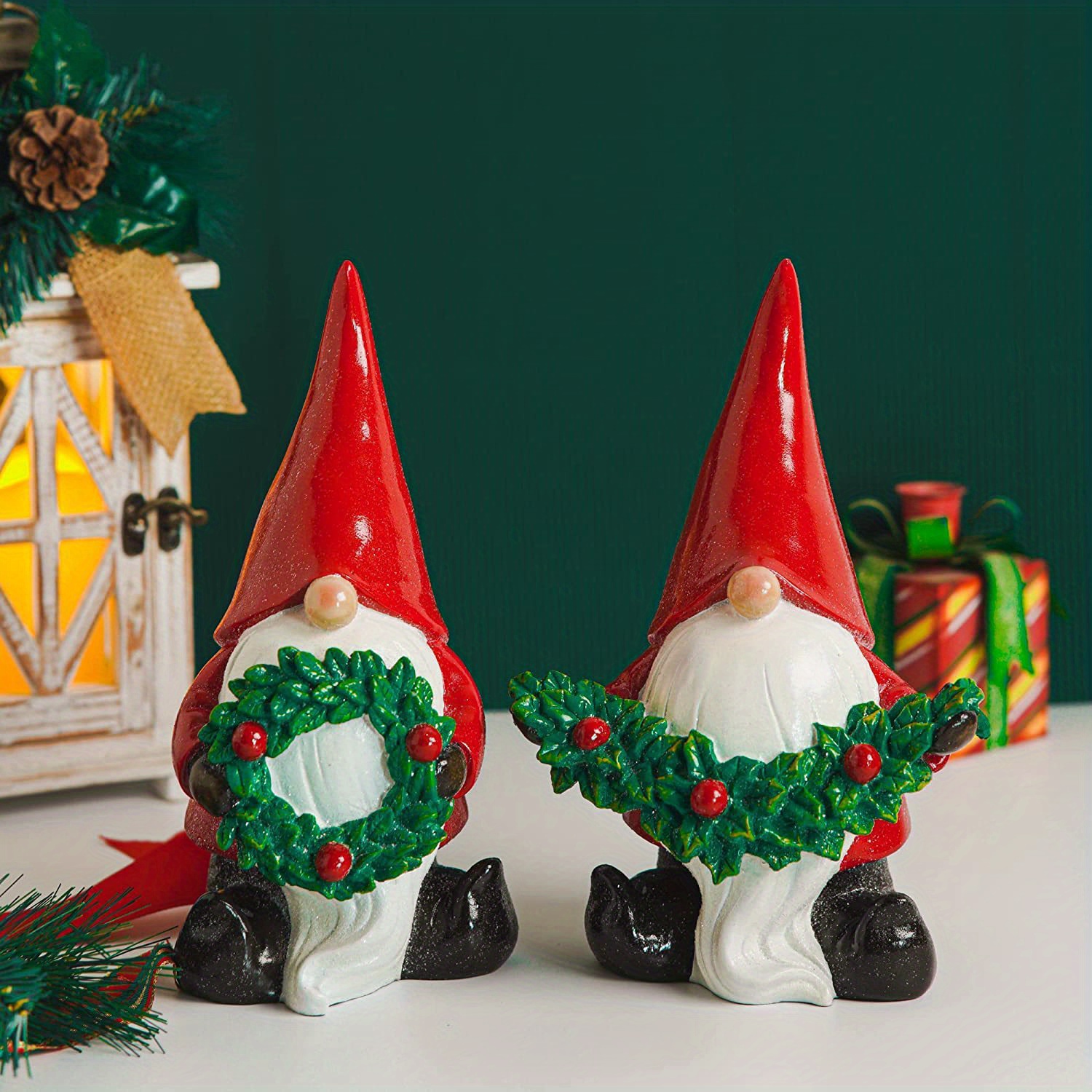 Santa Resin Ornaments Christmas Dwarf Holding Branches - Temu Canada