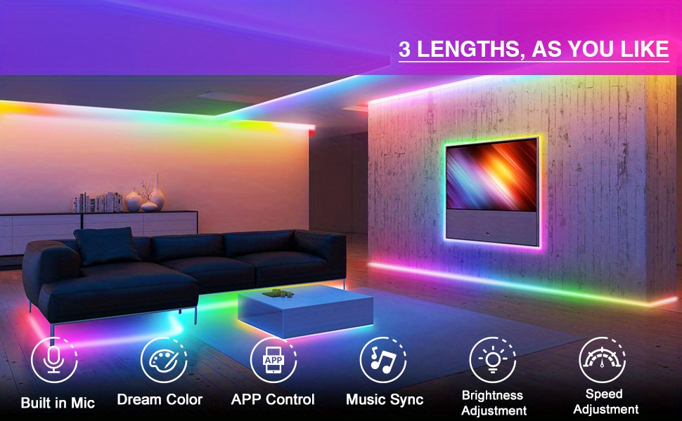 Smart Led Rgb Ic Light Strips Controlled App Synchronized - Temu United ...