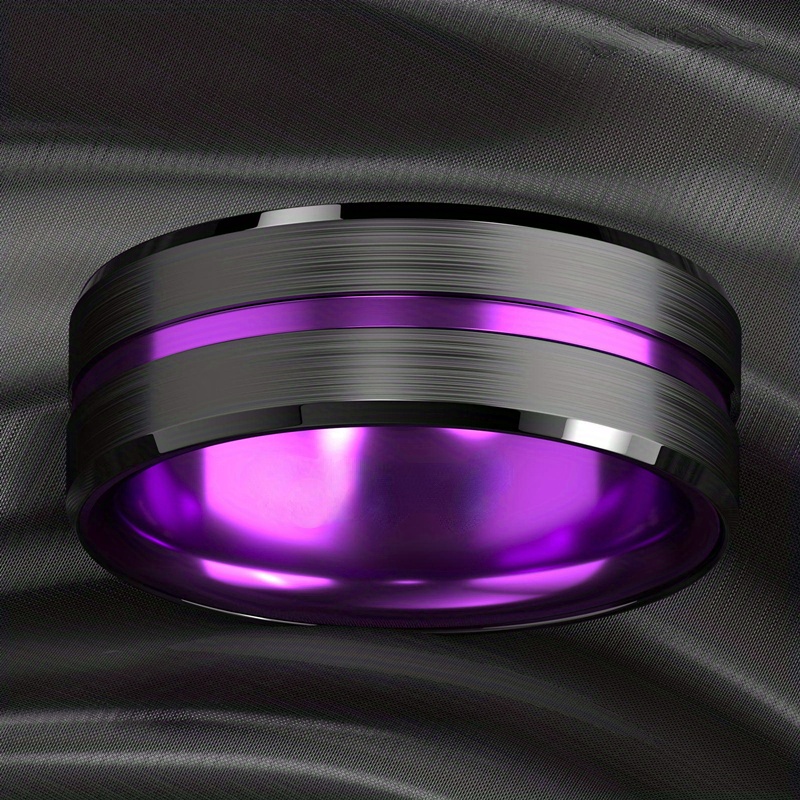 Elegant Purple Stainless Steel Ring Men's - Temu Canada
