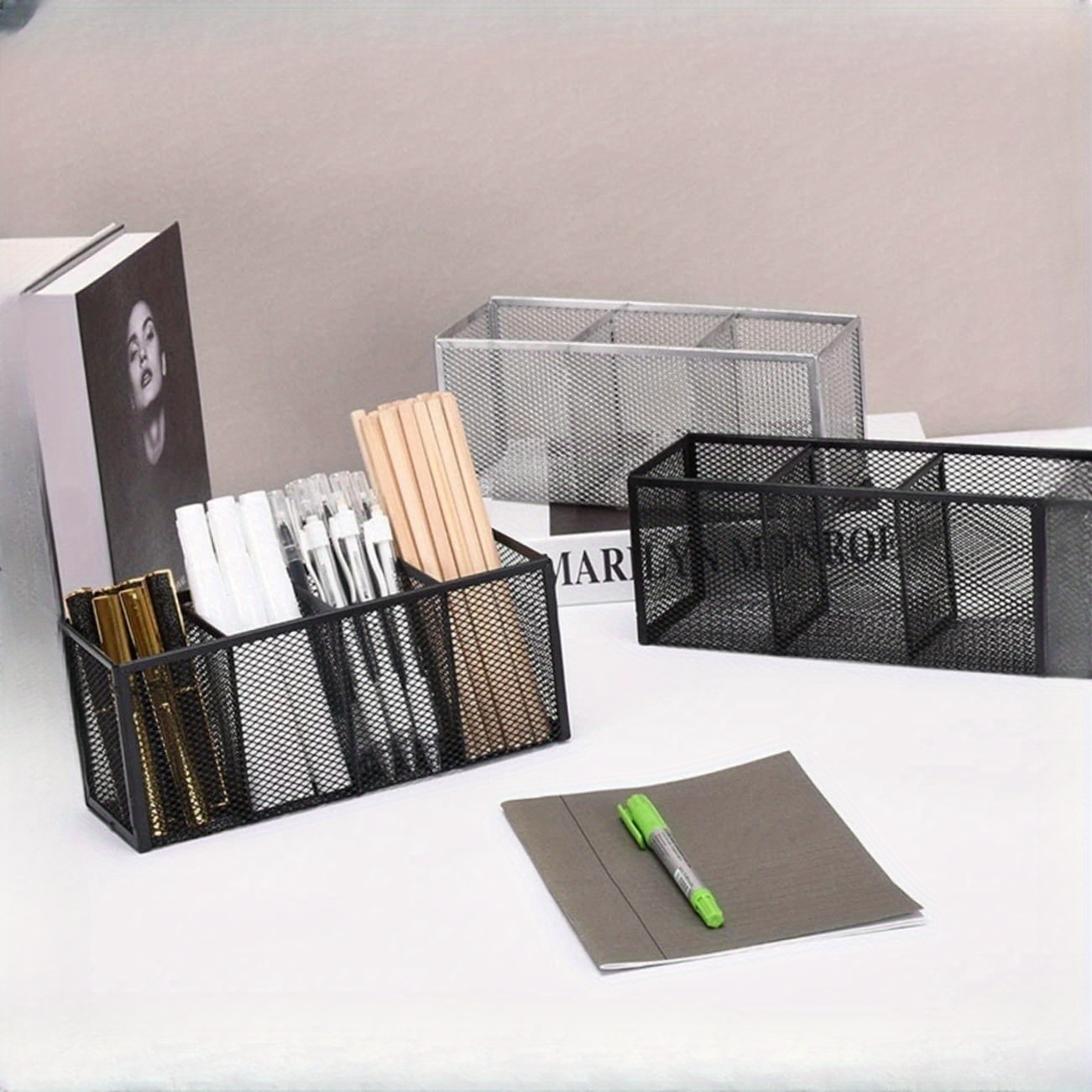 Pen Holder Storage Box Pen Holder Storage Box Mesh Pen - Temu United ...