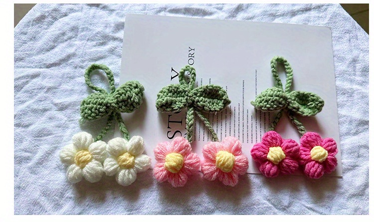 Flower Charm Keychain For Girls Knitwear Keyring Bag Car - Temu New Zealand