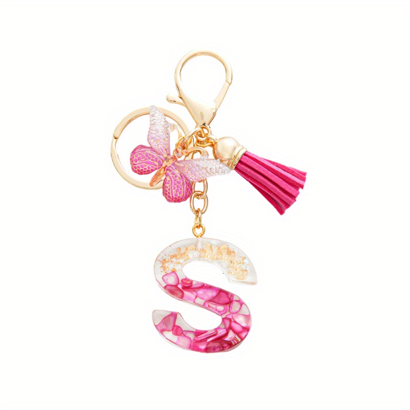 O z Alphabet Initial Letter Keychain Cute Butterfly Resin - Temu United ...