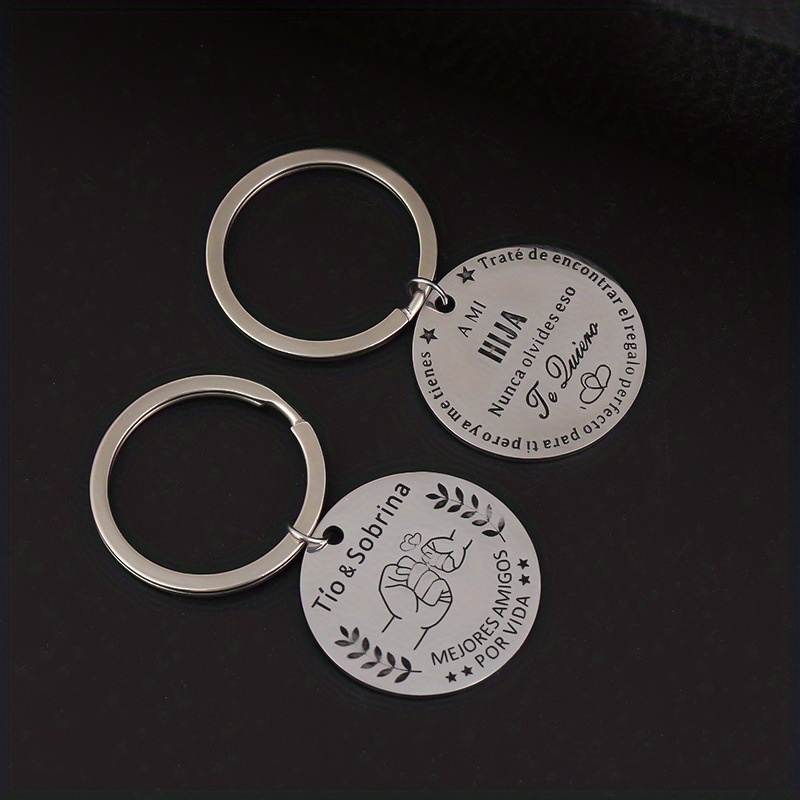 creative letters tio round key chain for men stainless steel keychain ...