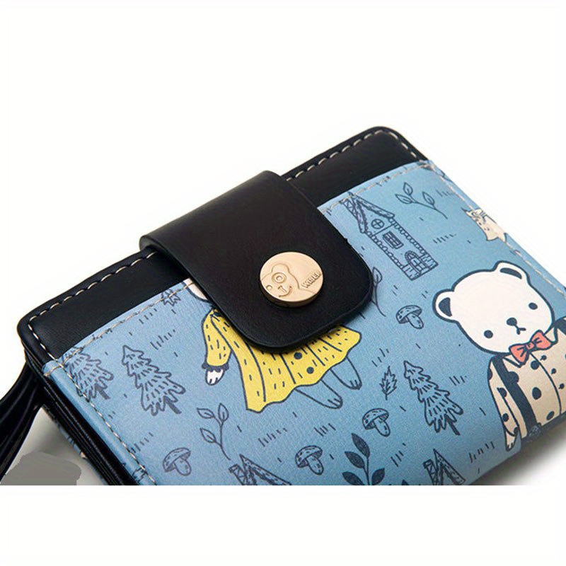 Sweet Kawaii Bear Print Short Wallet Clutch Bifold Coin - Temu United ...