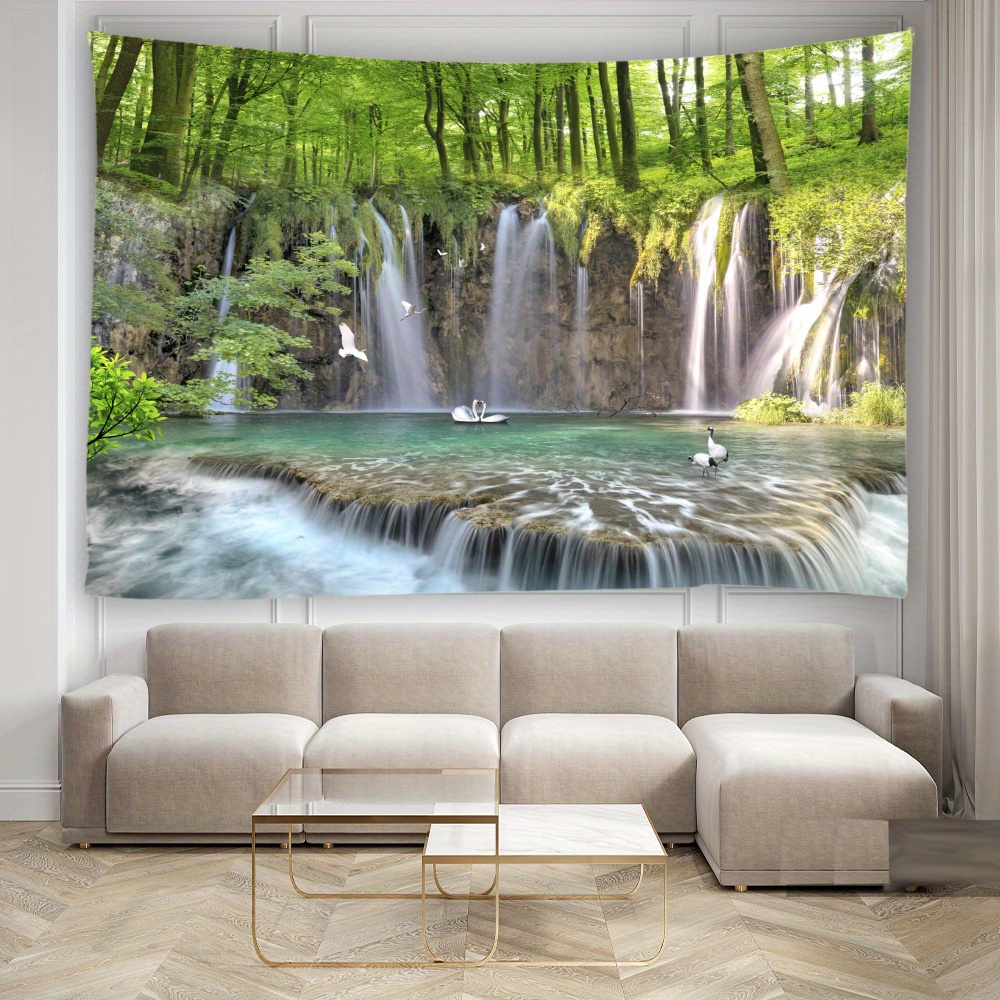 Tapestry Waterfall Landscape Decorative Tapestry Wall - Temu Canada