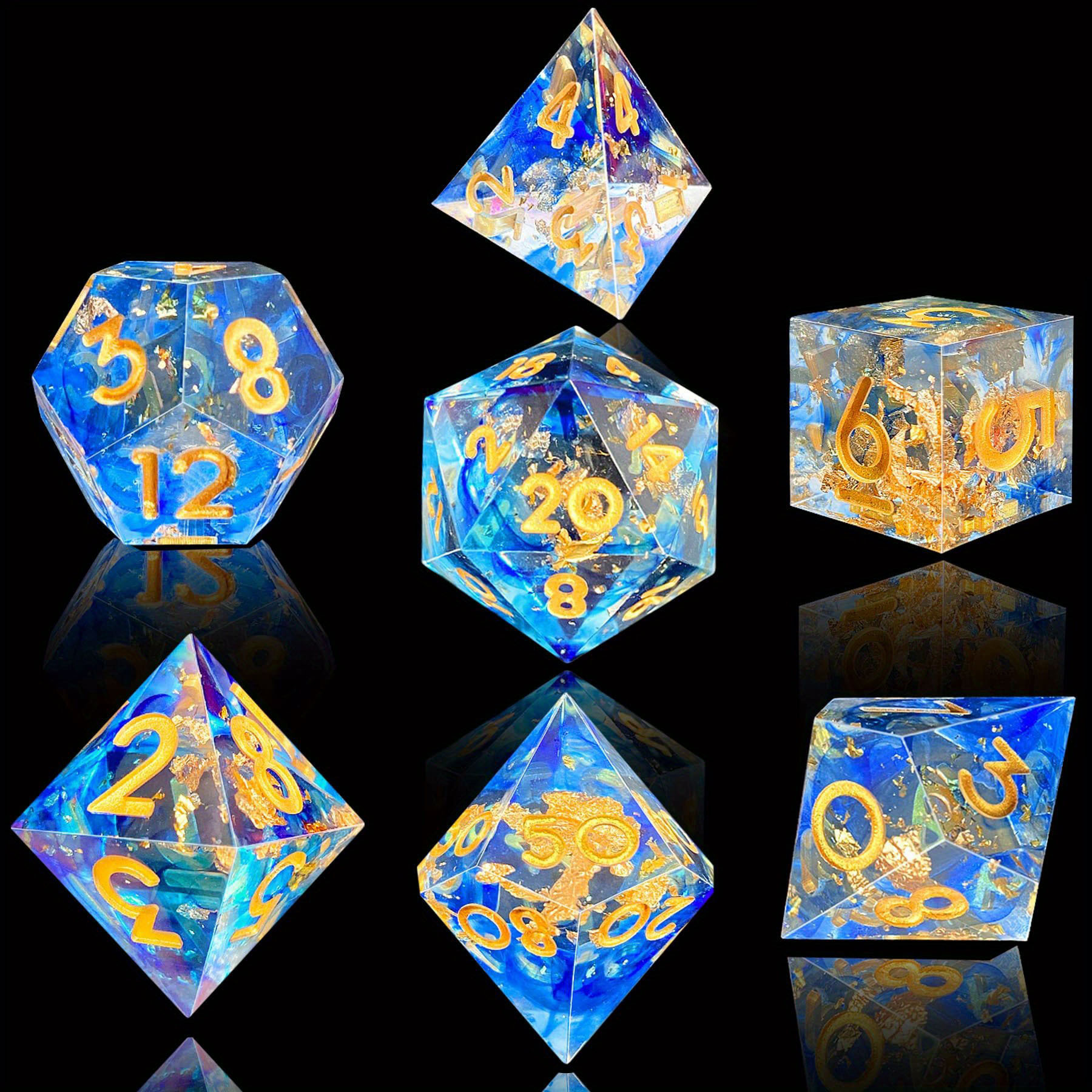 7pc Set Handmade Resin Dice Set Dnd Dice Dragon Eye Sharp Edge Handmade ...