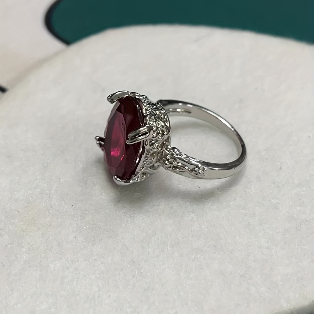 Retro Style Red Cubic Zirconia Ring Men's Luxurious Business - Temu Canada