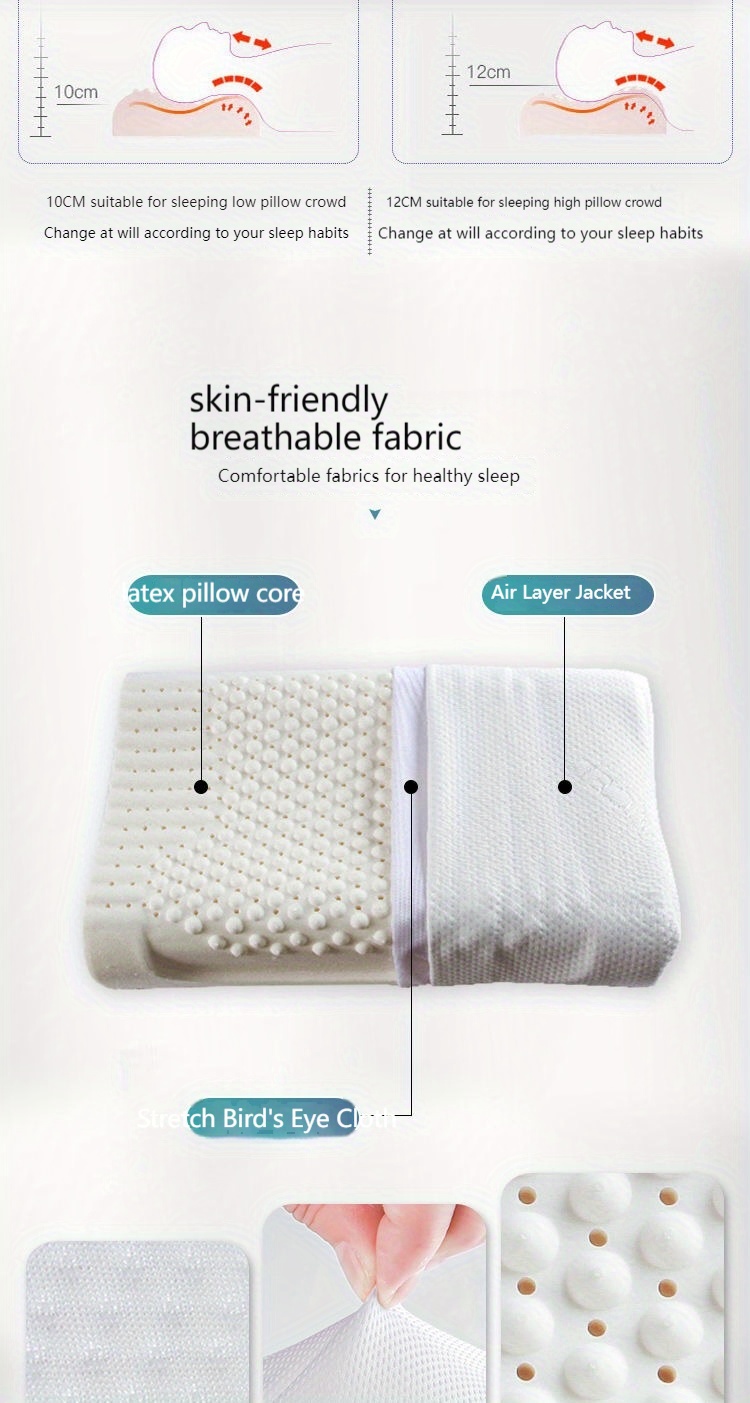 Natural Latex Pillow Neck Pillow Sleeping Pillow - Temu Philippines