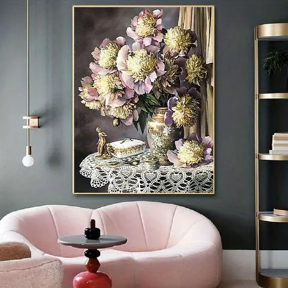 30x40cm1181x1575inch 전체 라운드 다이아몬드 꽃 패턴 성인 초보자 및 어린이 가족 벽 Temu Korea