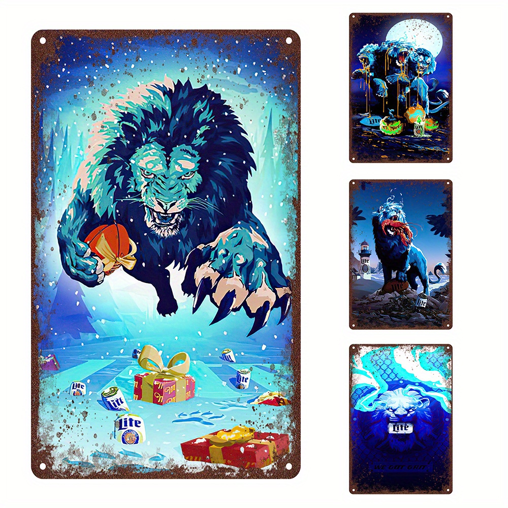 Retro Metal Tin Sign Abstract Animal Lion Metal Sign Wall - Temu United ...