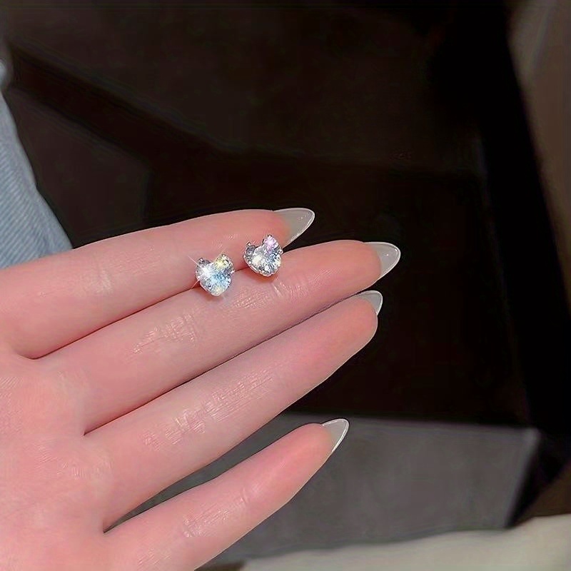 Heart Shaped Stud Earrings Iron Jewelry Elegant - Temu Australia