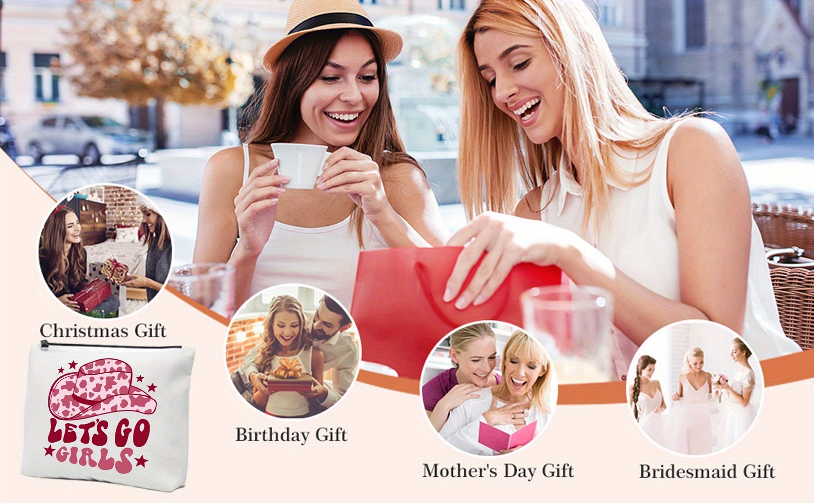 Let's Go Themed Preppy Glitter Hats Makeup Bag Waterproof - Temu United ...