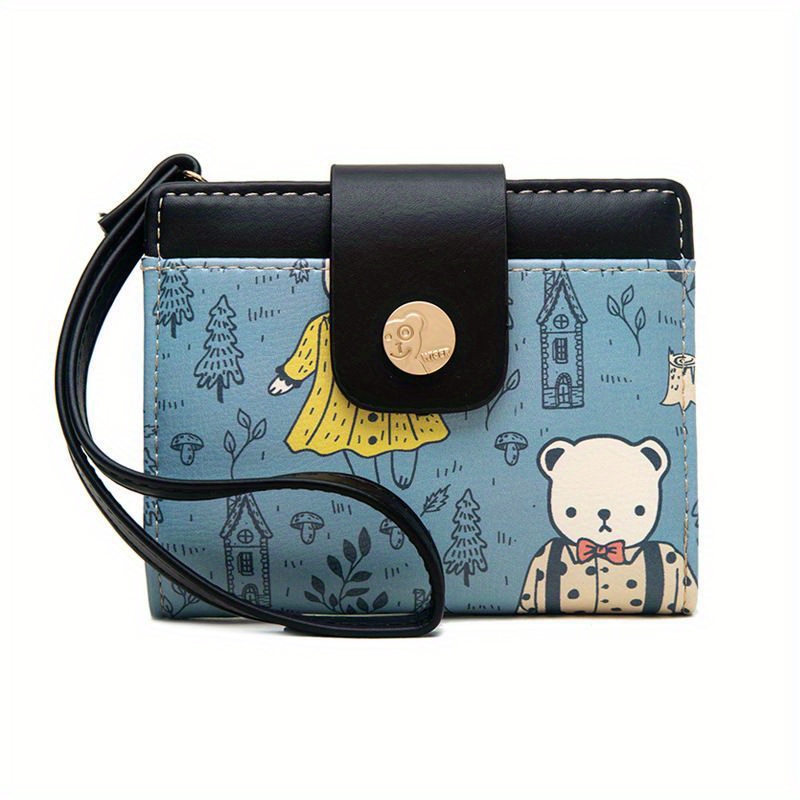 Sweet Kawaii Bear Print Short Wallet Clutch Bifold Coin - Temu United ...
