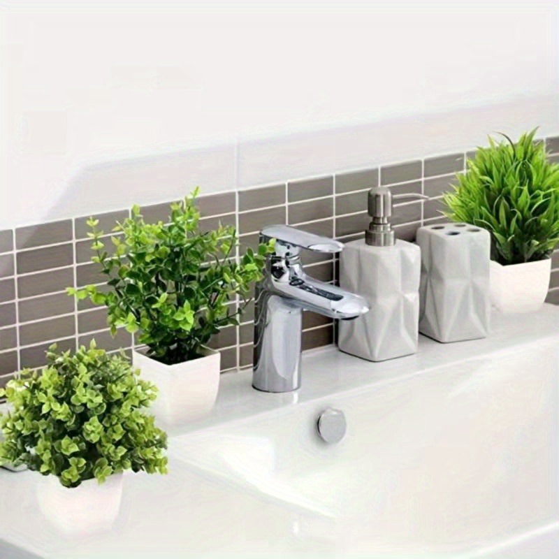 4pcs green artificial potted flowers mini plant for home decor and ...