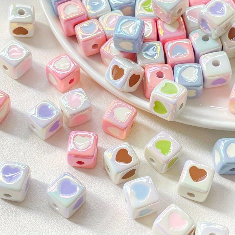 10 個 12 ミリメートルかわいい 2 色愛ストレート穴 カラー ビーズ Diy ブレスレット携帯電話 Temu Japan