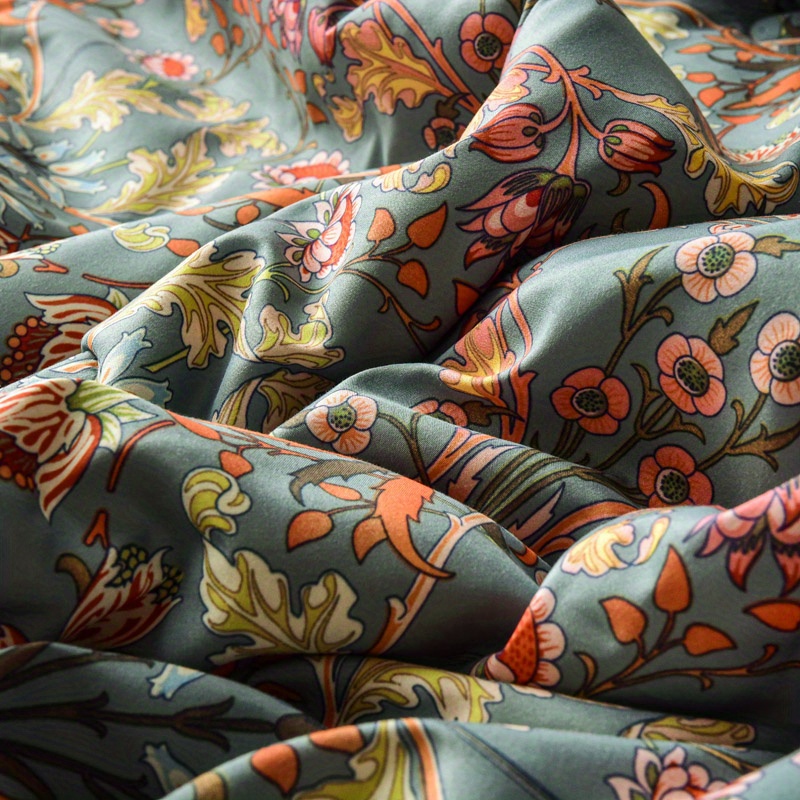 Luxury Retro Duvet Cover Set Flower Pattern Polyester - Temu