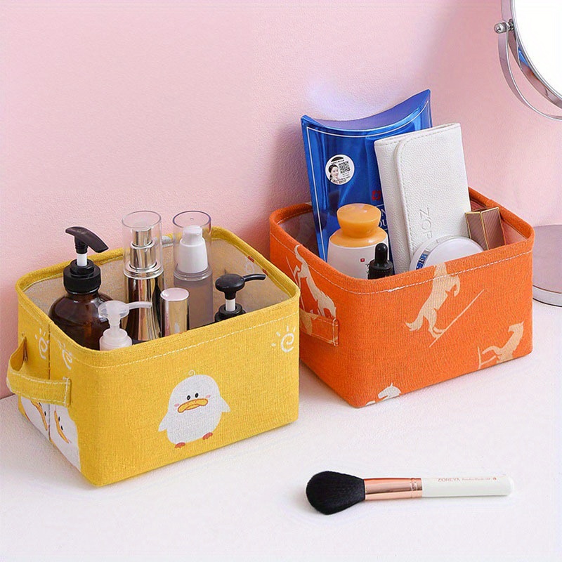 Desktop Storage Basket Cotton Linen Square Portable Frame - Temu Norway