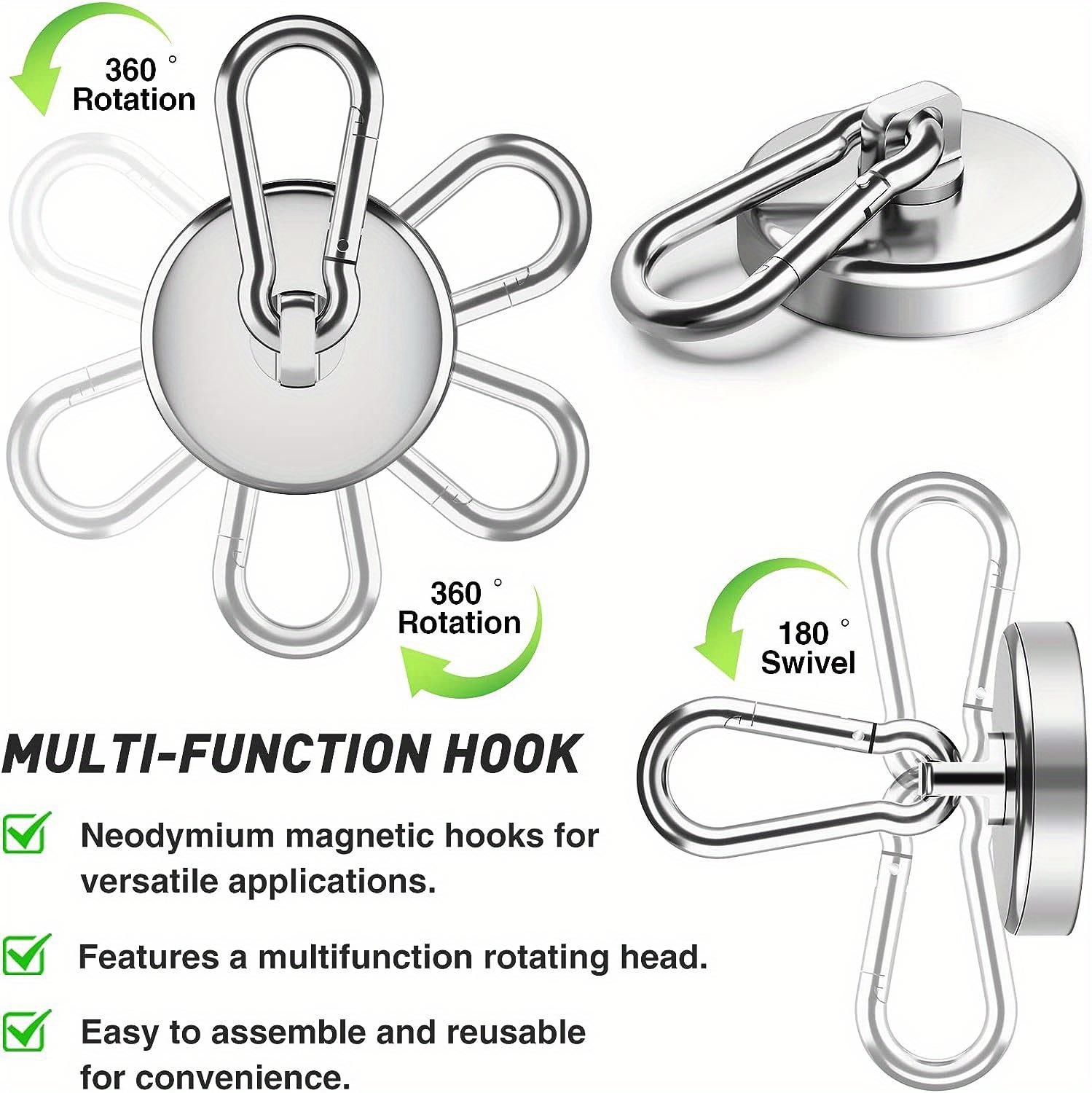Magnetic Hooks 160lbs Heavy Duty Neodymium Magnets Carabiner - Temu New ...