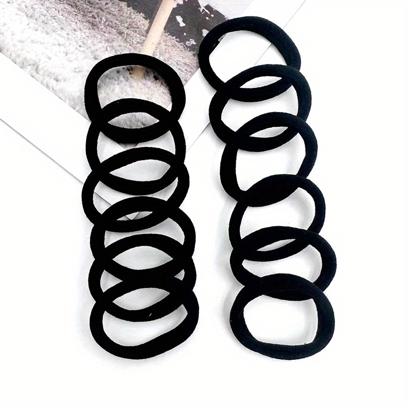 black high elastic hair ropes set simple rings - Temu Australia