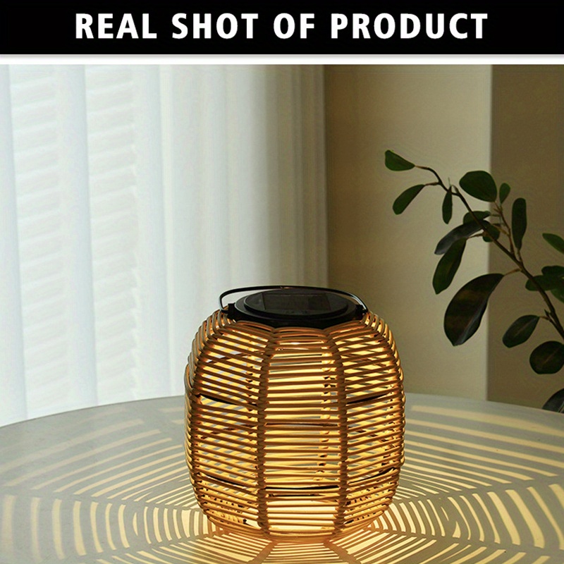 Handmade Rattan Led Lantern Solar Garden Light Outdoor - Temu New Zealand