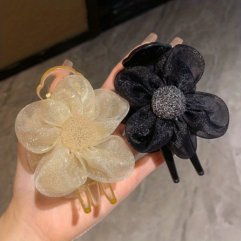 Vintage Flower Hair Claw Clip Elegant Acrylic Grab Hair Clip - Temu ...