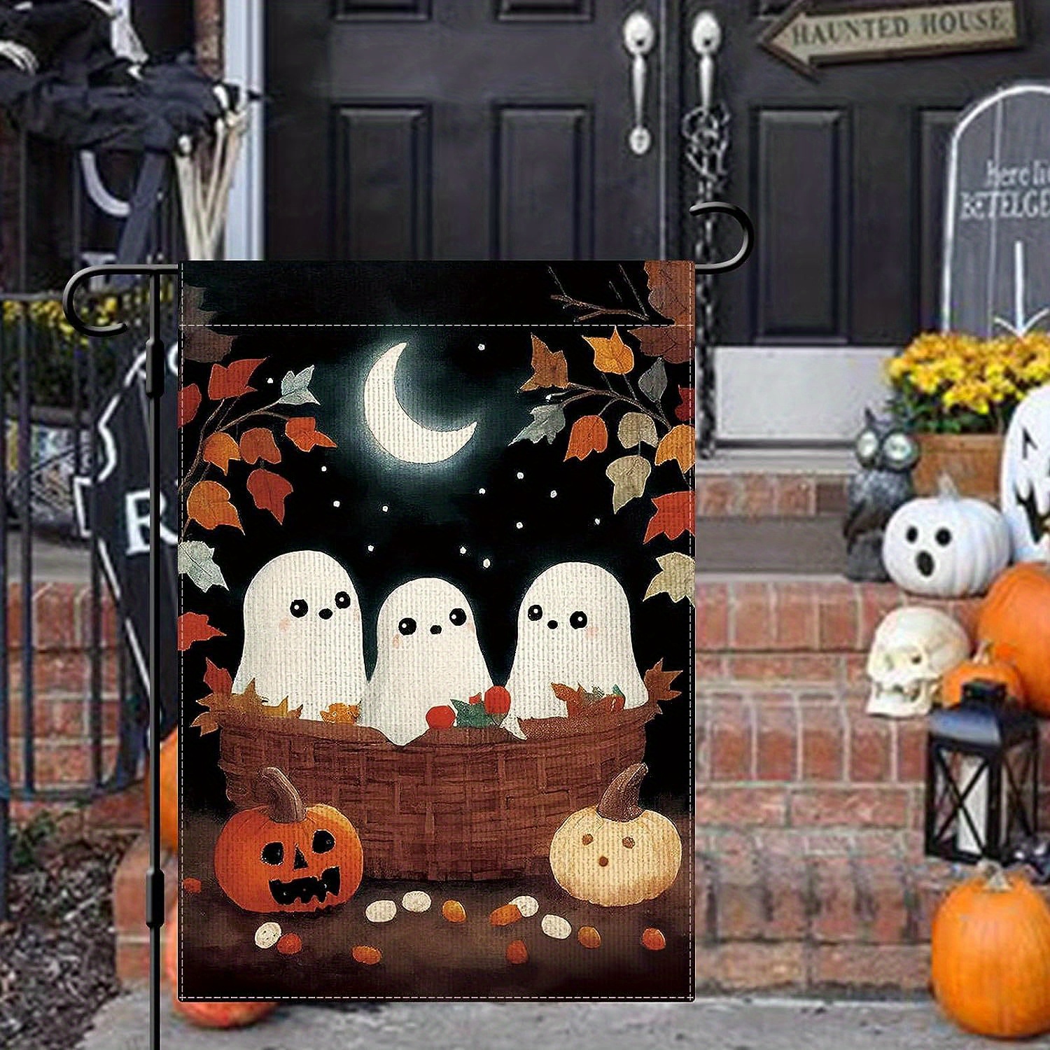 Halloween Ghost Garden Flag Spooky Ghost Pumpkin Yard Flag - Temu New ...