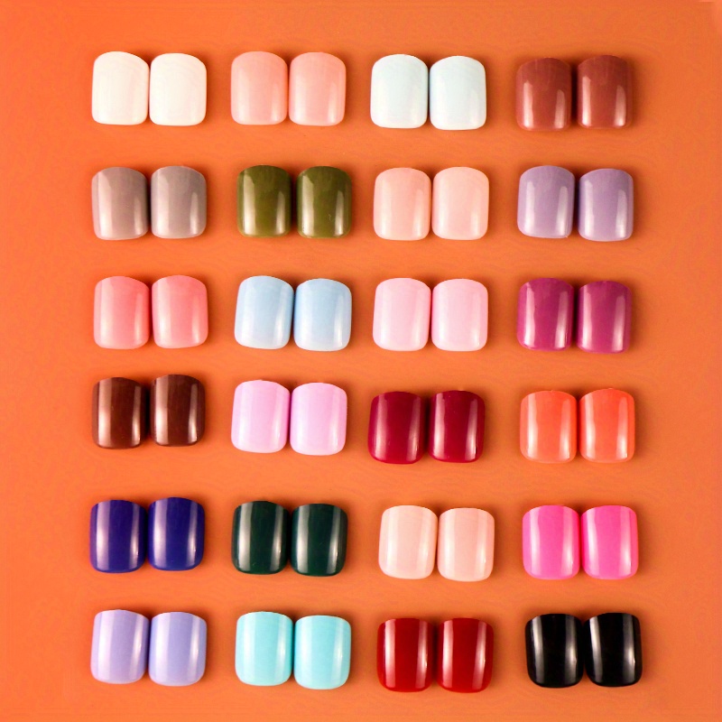 Short False Nail 24 Colors Full Cover Acrylic Temu New Zealand