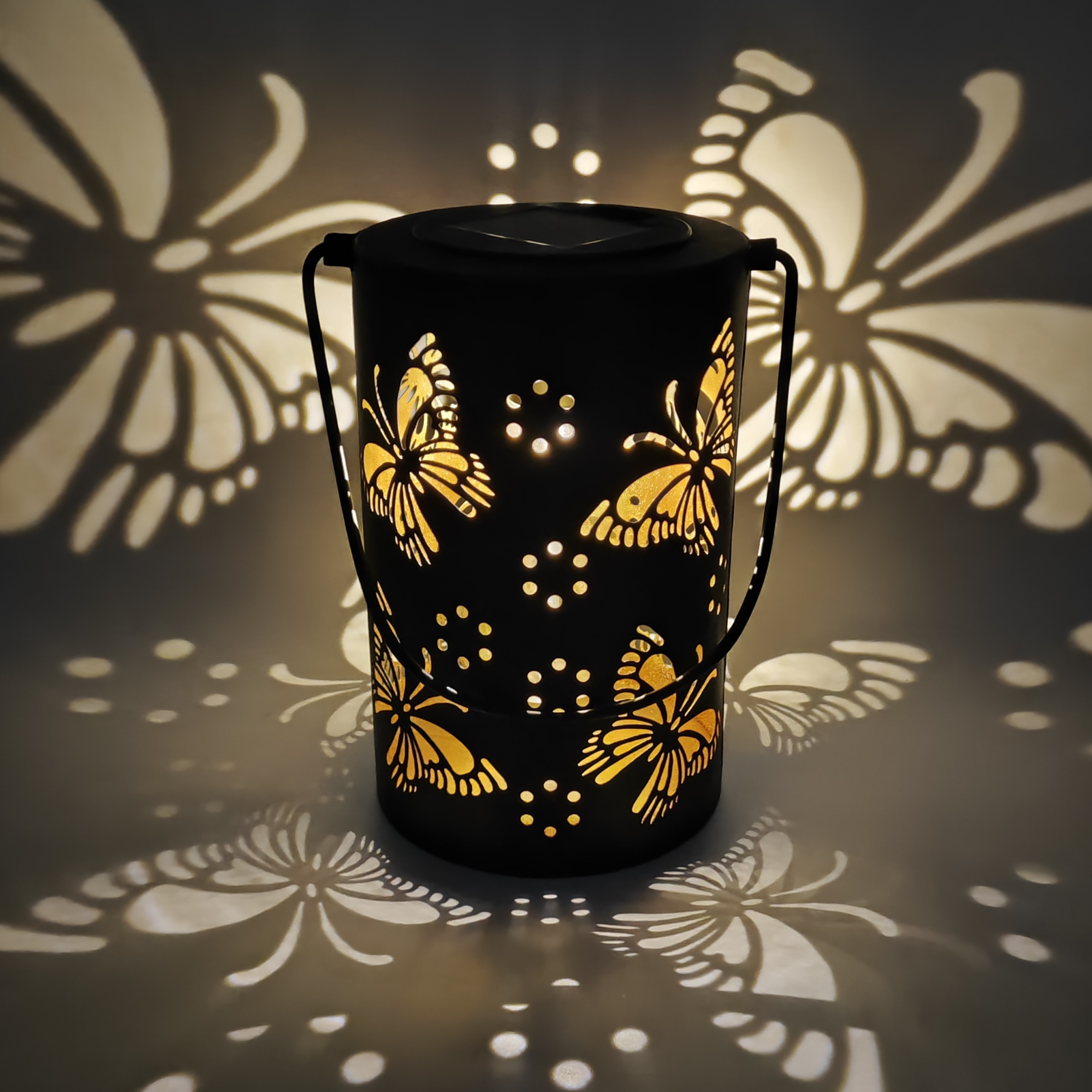 Metal Solar Garden Lantern Featuring Butterfly Silhouette - Temu United