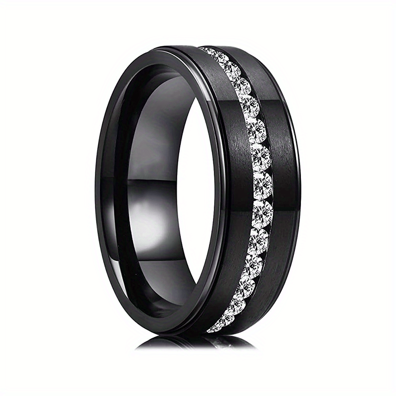 Trendy Titanium Steel Ring Couple Ring Luxury Zirconia Ring - Temu ...