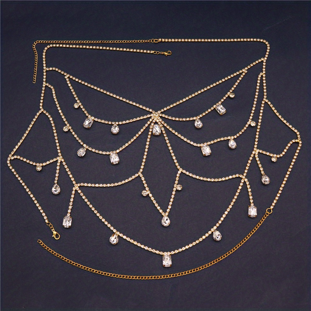 Luxury Statement Rhinestone Body Chain Sexy Nightclub - Temu Australia