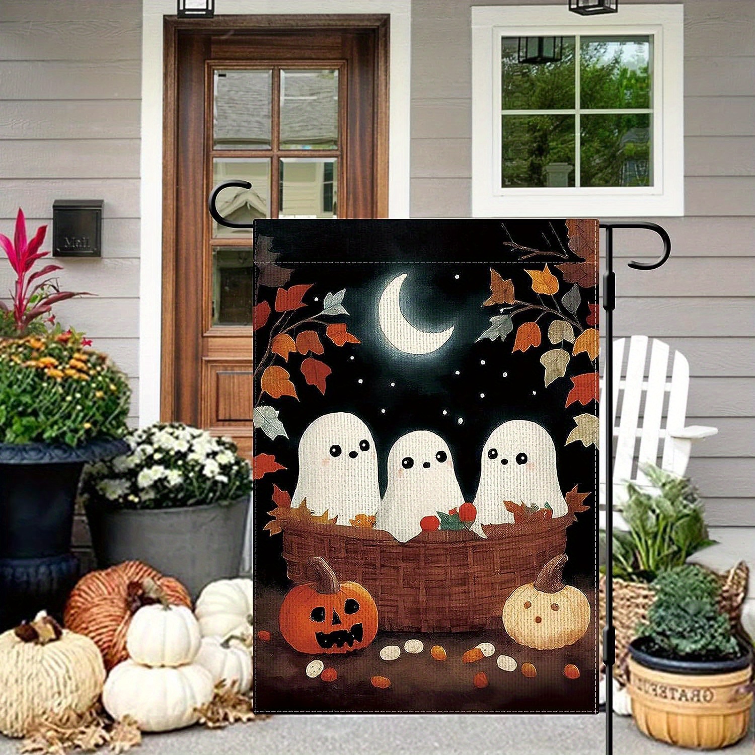 Halloween Ghost Garden Flag Spooky Ghost Pumpkin Yard Flag - Temu New ...
