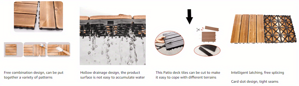 Wood Interlocking Deck Flooring Tiles Wood Floor Tiles - Temu